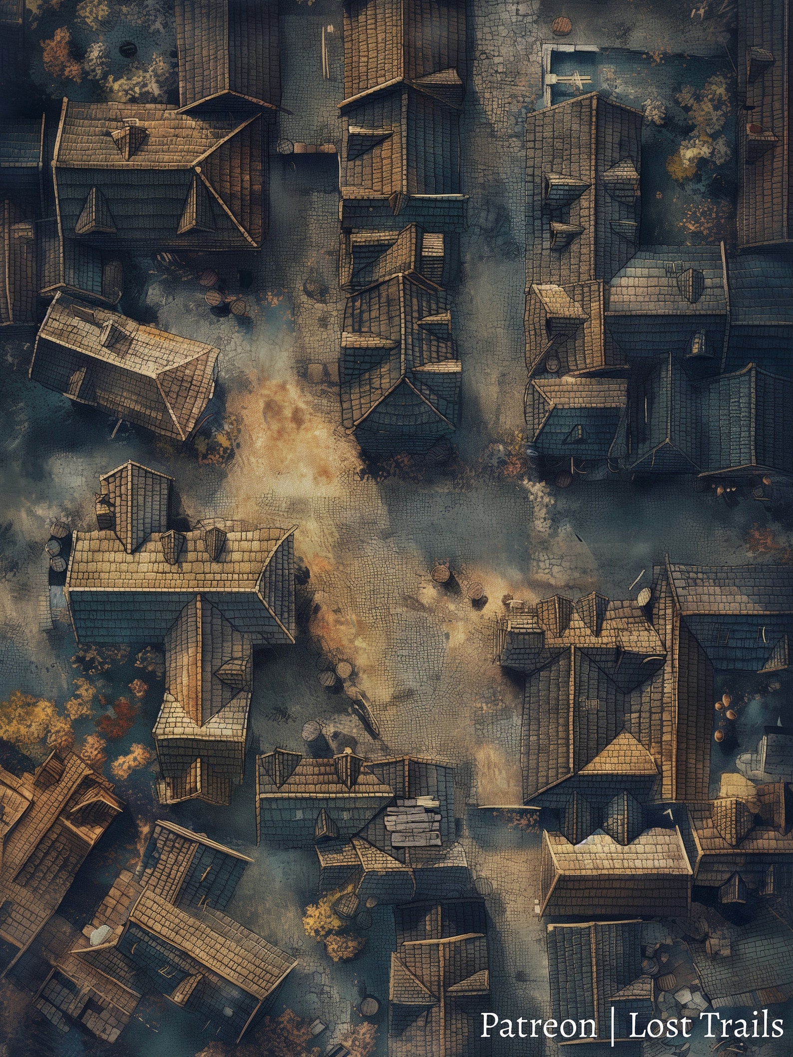 City Battlemaps, Town, Village, Dnd Maps, D&D, Pathfinder, Gridded Maps ...