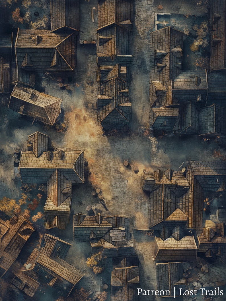 City Battlemaps, Town, Village, Dnd Maps, D&D, Pathfinder, Gridded Maps ...