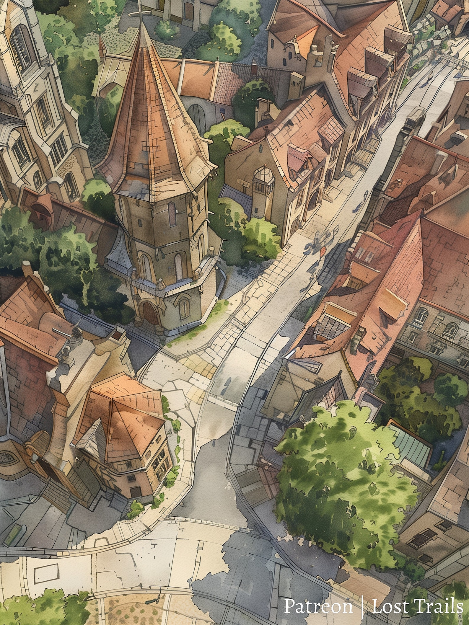 City Battlemaps, Town, Village, Dnd Maps, D&D, Pathfinder, Gridded Maps ...