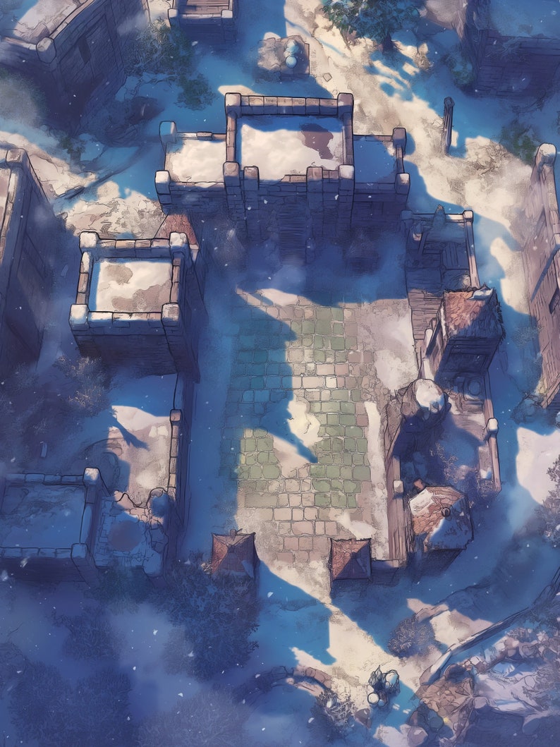 Winter Ruins Battlemaps, Dnd Maps, Ruins, Arctic, Ice, D&D, Fantasy ...