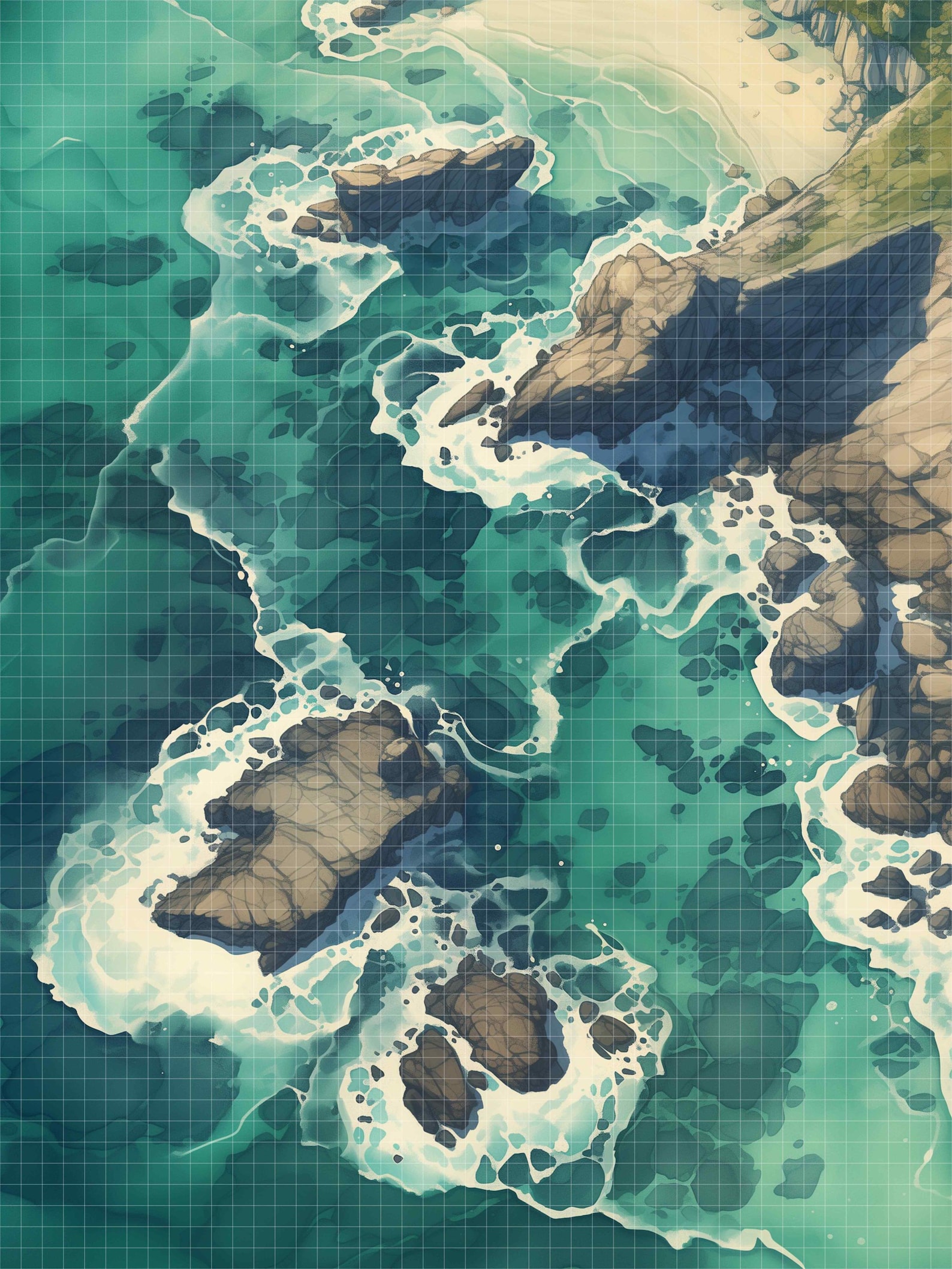 Beach Maps, Island Map, DnD Maps, D&D, Coastal, Sea, Grid Maps, Roll20 ...