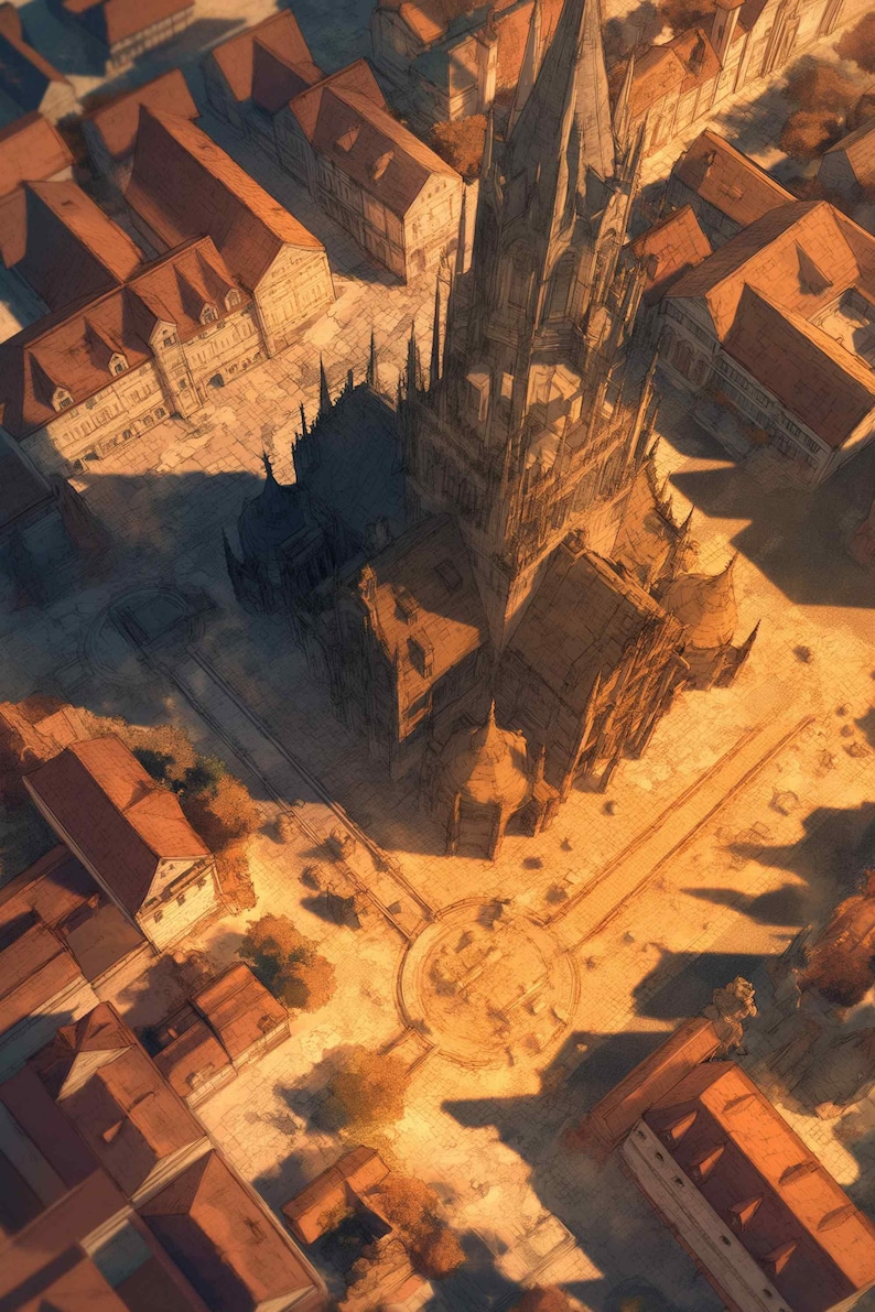 City Battlemaps, Gothic, City Map, Dnd Maps, D&D, Capital City, Gridded ...