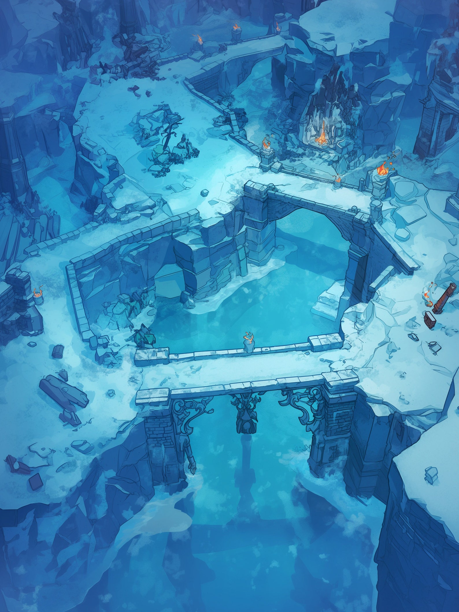Winter Ruins Battlemaps, Dnd Maps, Ruins, Arctic, Ice, D&D, Fantasy ...