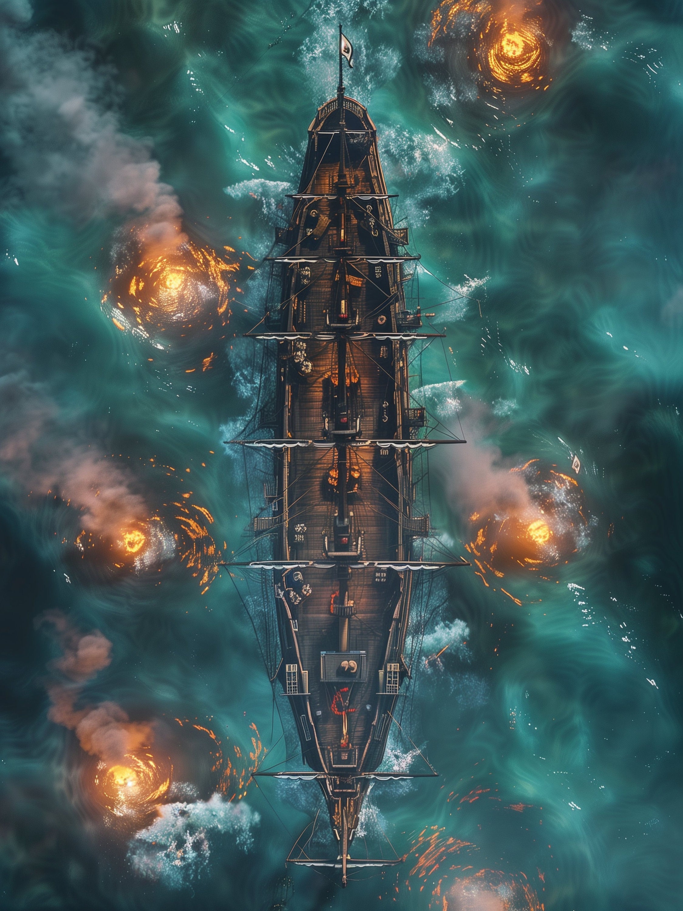 Ship Battlemaps, Dnd Maps, Pirate, D&D, Pathfinder, Ocean, Gridded Maps ...