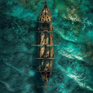 Ship Battlemaps, Dnd Maps, Pirate, D&D, Pathfinder, Ocean, Gridded Maps ...