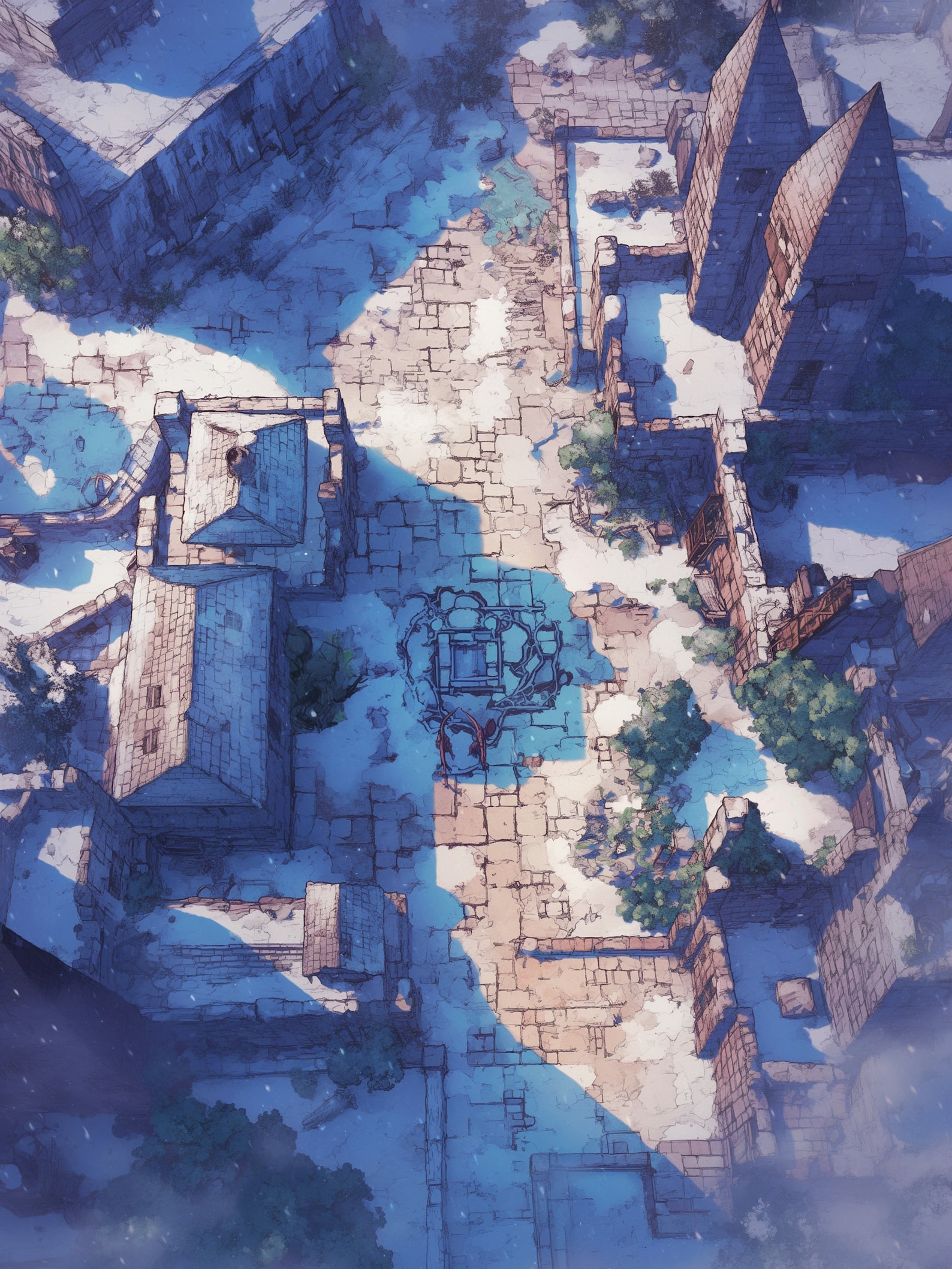 Winter Ruins Battlemaps, Dnd Maps, Ruins, Snow, Ice, D&D, Fantasy Maps ...