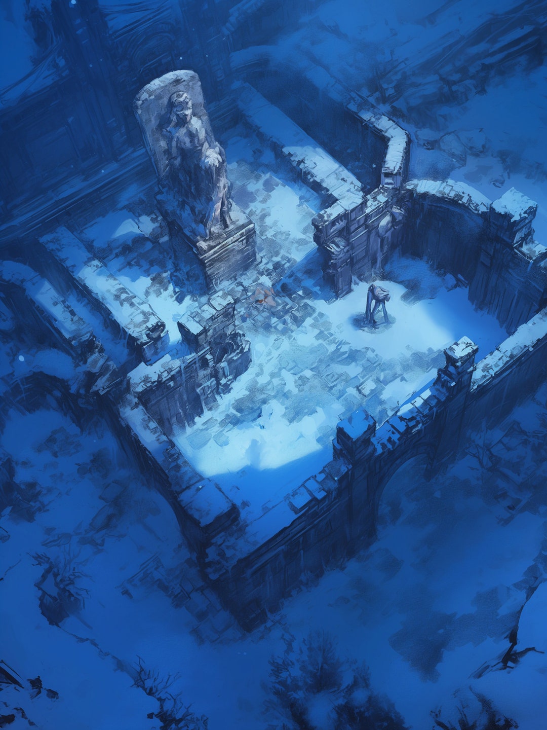 Mapas de batalla de ruinas nevadas, mapas de DnD, ruinas, invierno ...