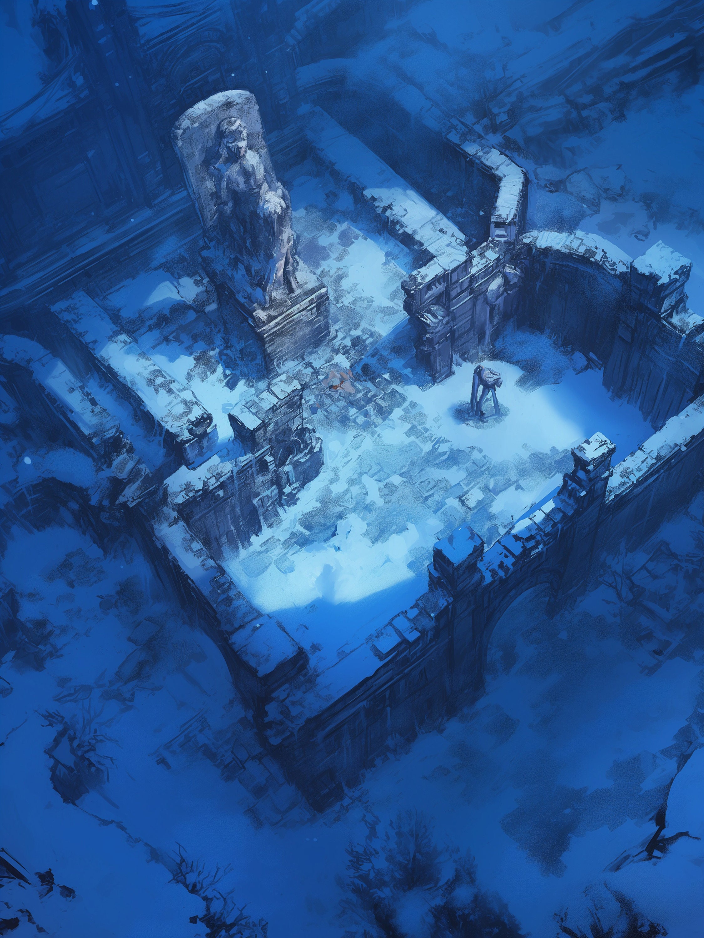 Winter Ruins Battlemaps, Dnd Maps, Ruins, Arctic, Ice, D&D, Fantasy Maps, Gridded Maps, Roll20 ...