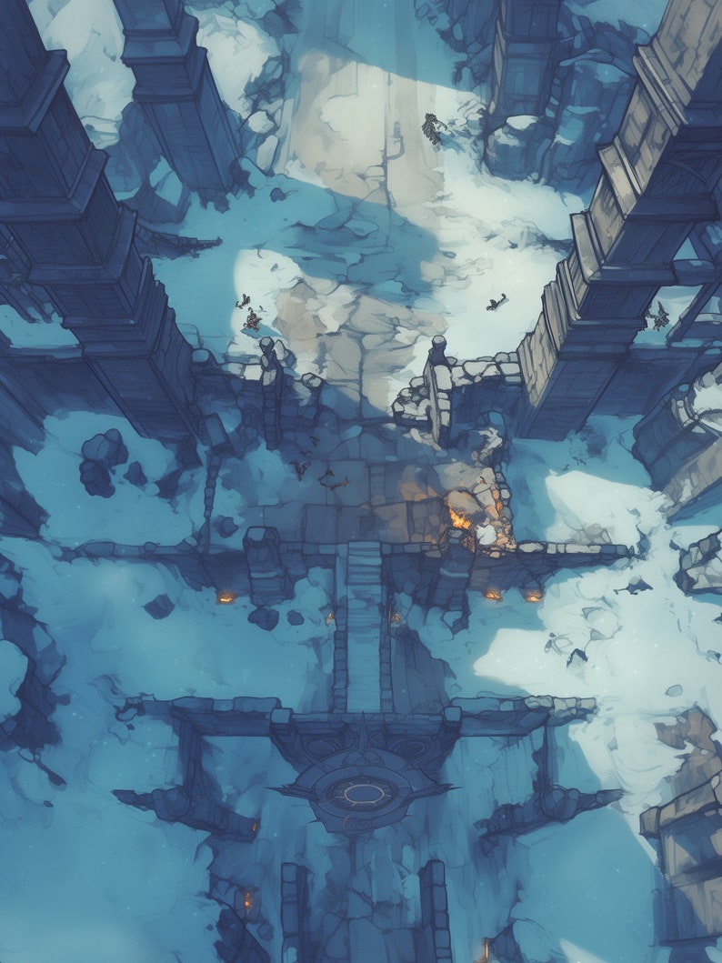 Winter Ruins Battlemaps, Dnd Maps, Ruins, Arctic, Ice, D&D, Fantasy ...