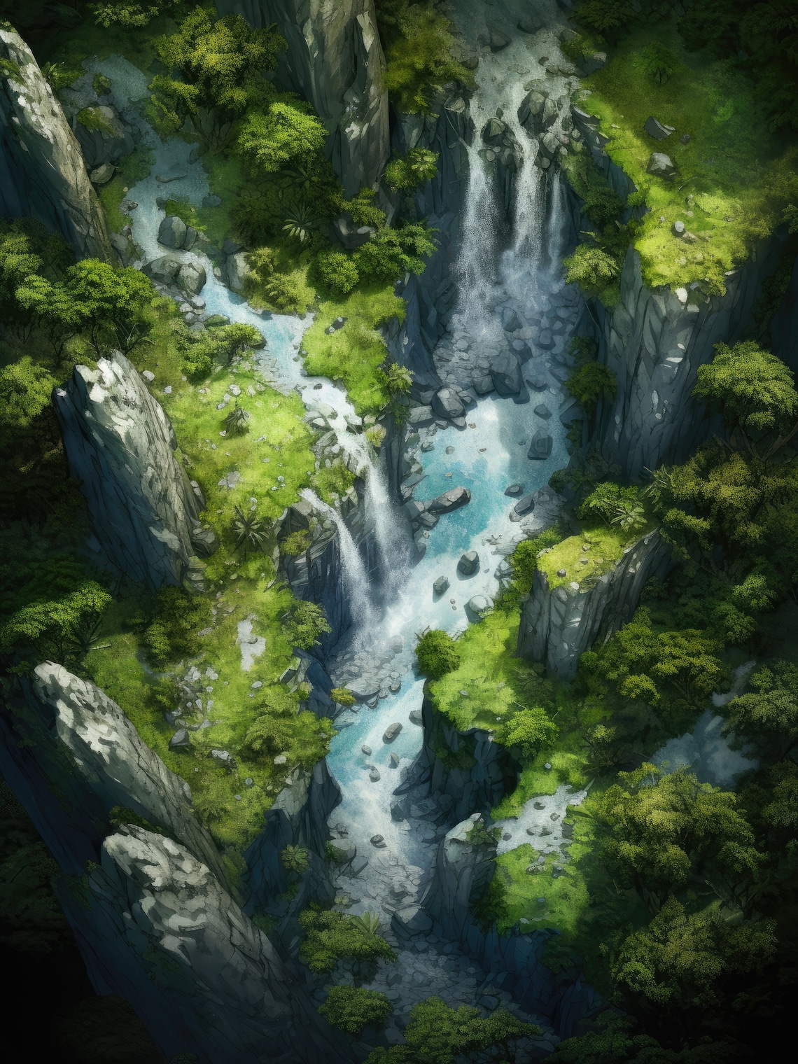 Jungle Battlemaps, Dnd Maps, Waterfall, River, Gridded Maps, D&D, Rpg ...