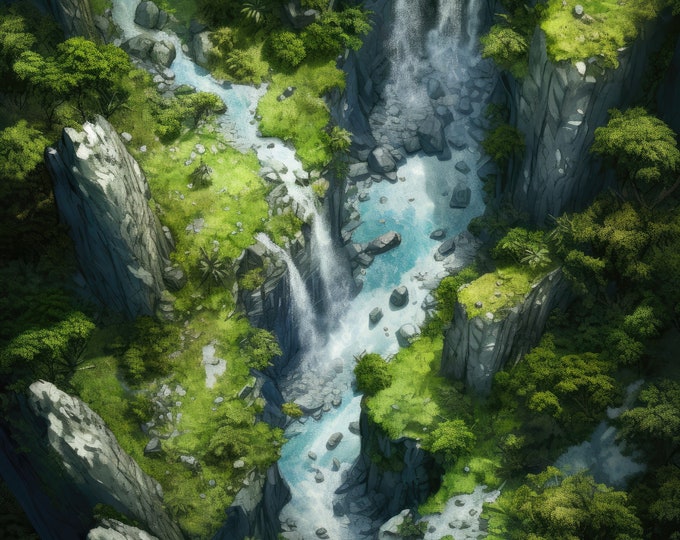 Jungle Battlemaps, Dnd Maps, Waterfall, River, Gridded Maps, D&D, Rpg ...