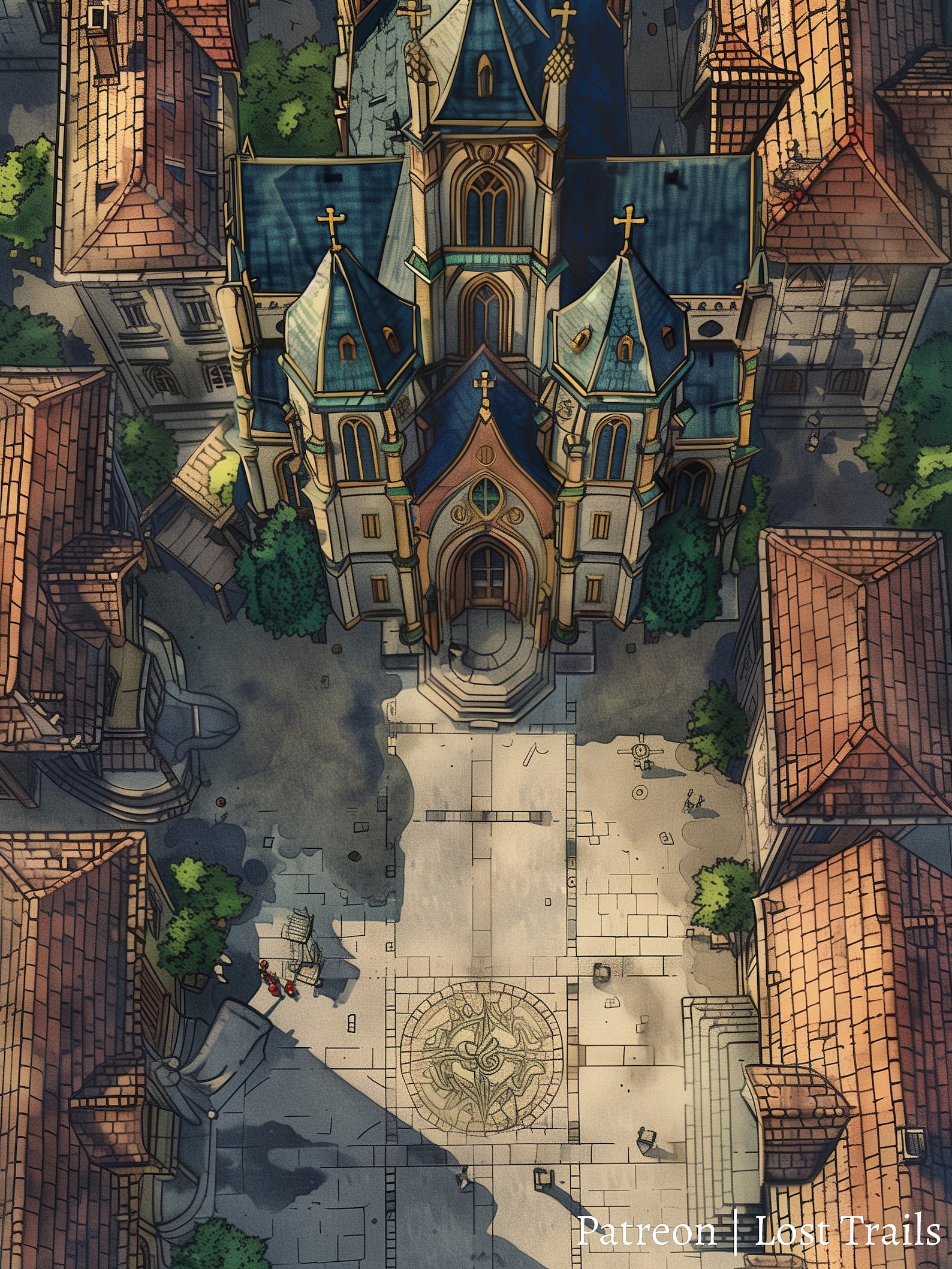 City Battlemaps, Town, Village, Dnd Maps, D&D, Pathfinder, Gridded Maps ...