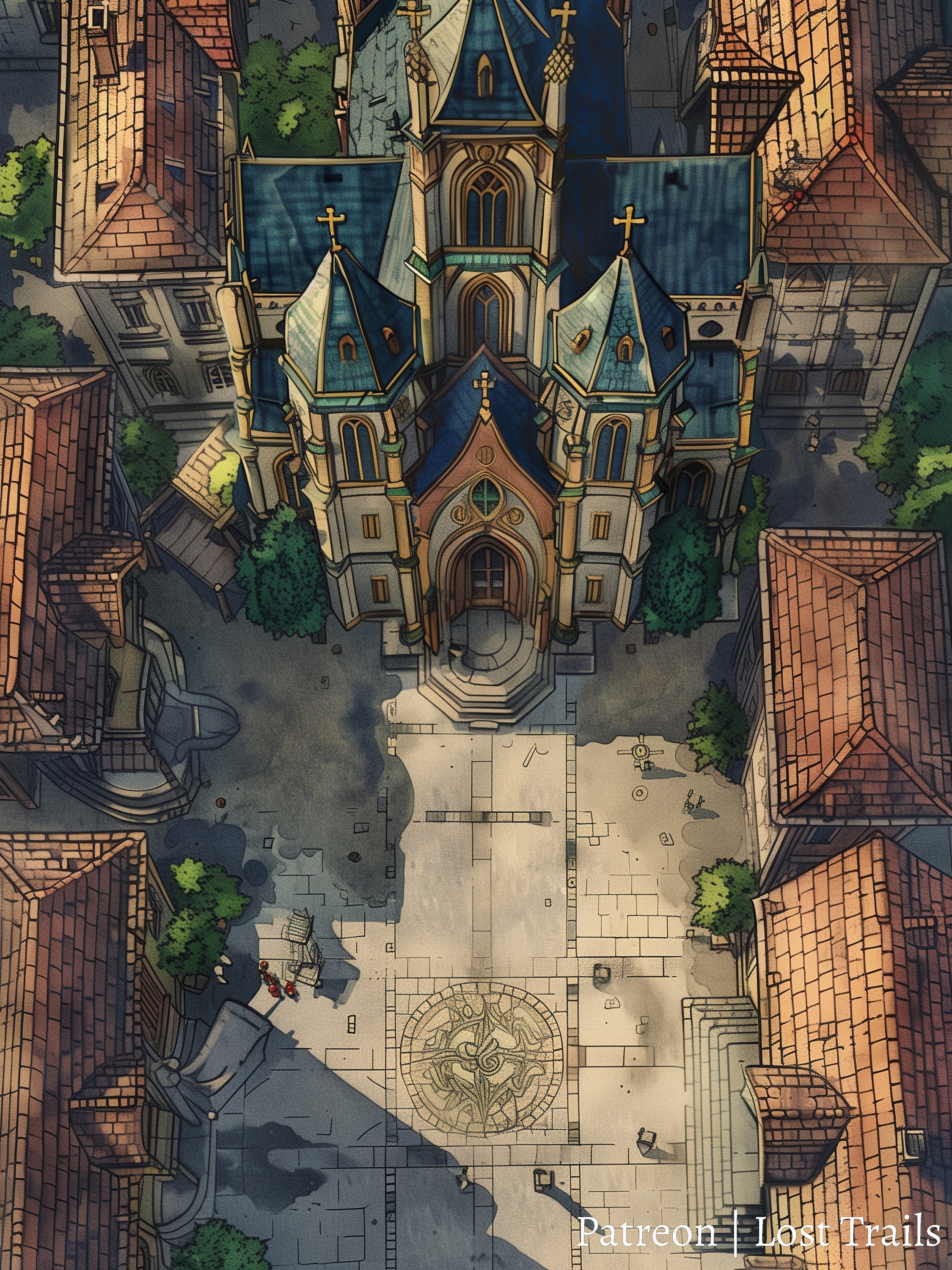 City Battlemaps, Town, Village, Dnd Maps, D&D, Pathfinder, Gridded Maps ...