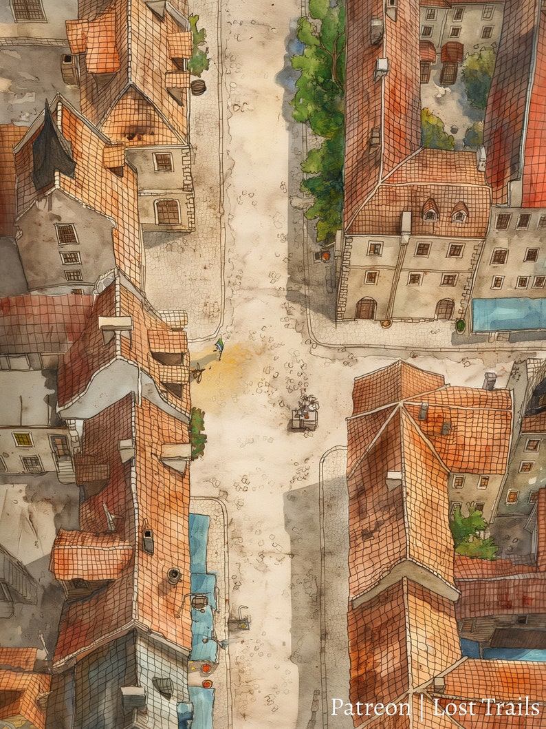 City Battlemaps, Town, Village, Dnd Maps, D&D, Pathfinder, Gridded Maps ...