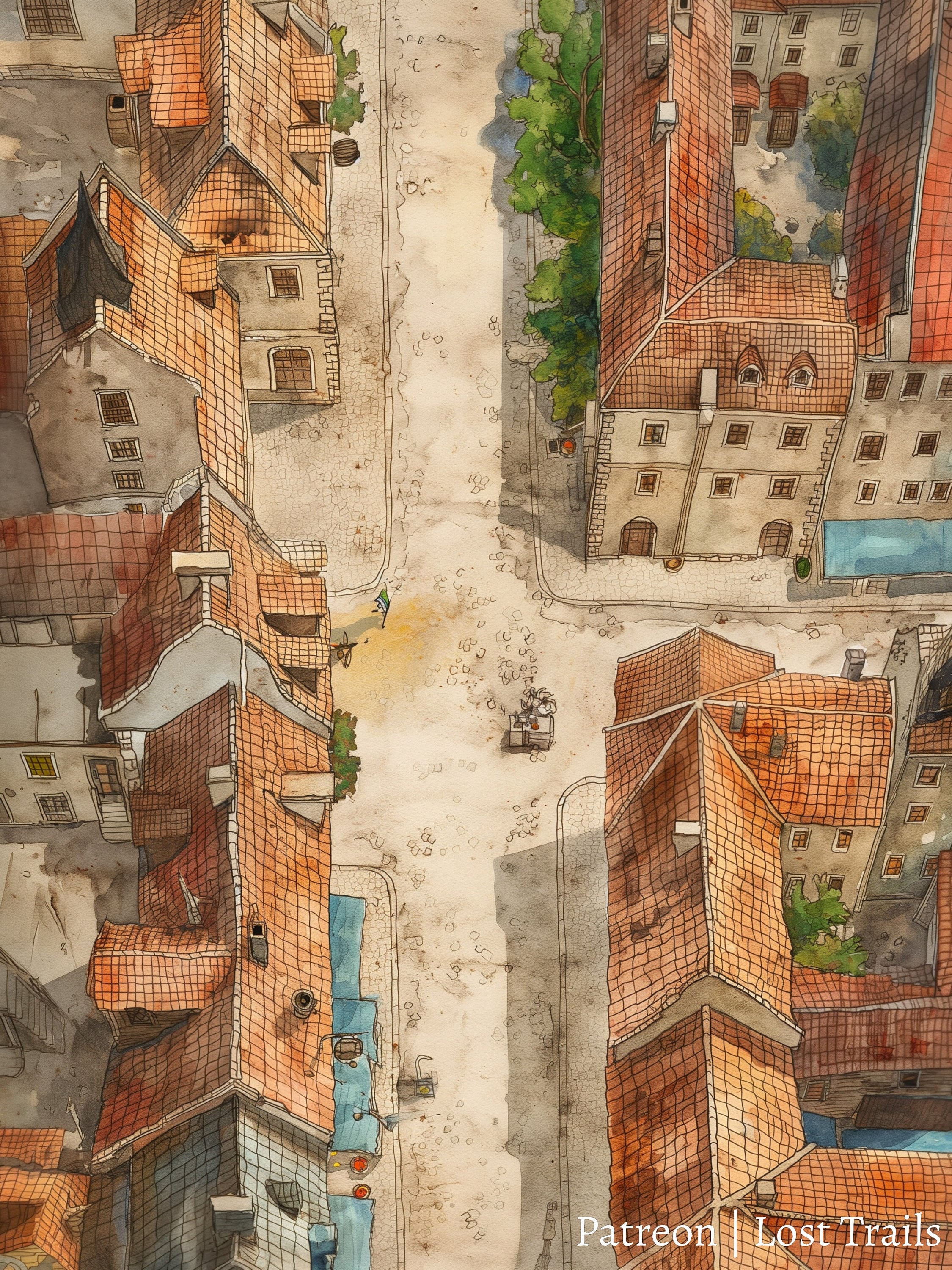 City Battlemaps, Town, Village, Dnd Maps, D&D, Pathfinder, Gridded Maps ...