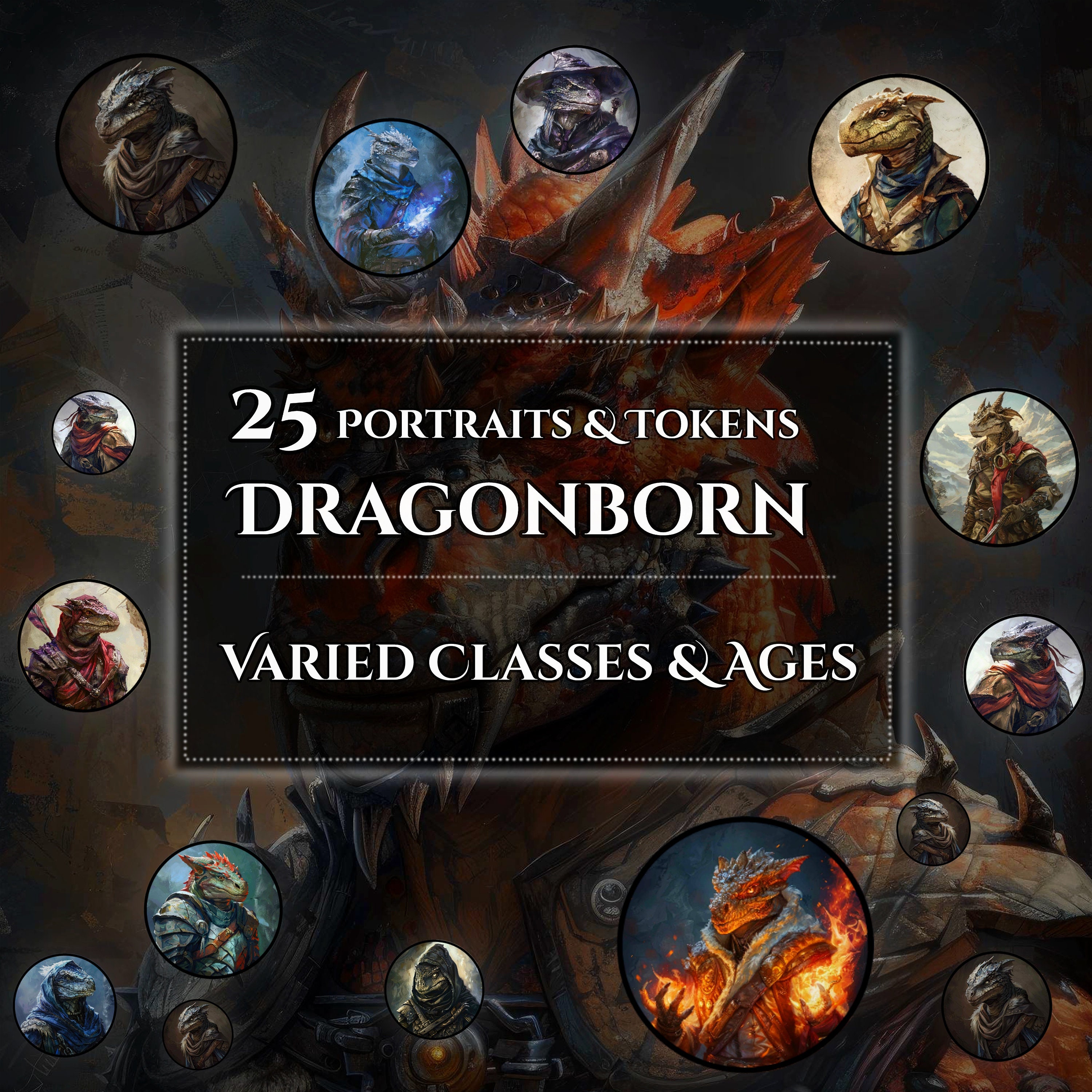 Dragonborn Fantasy Portraits, Dnd Tokens, RPG Portraits, Monster Tokens ...