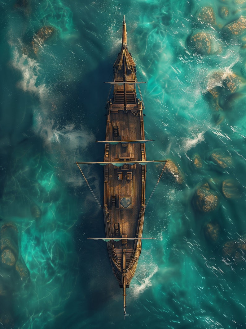 Ship Battlemaps, Dnd Maps, Pirate, D&D, Pathfinder, Ocean, Gridded Maps ...