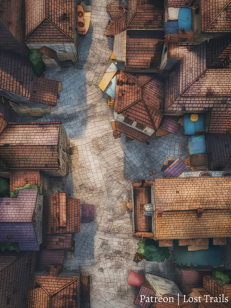 City Battlemaps, Town, Village, Dnd Maps, D&D, Pathfinder, Gridded Maps ...