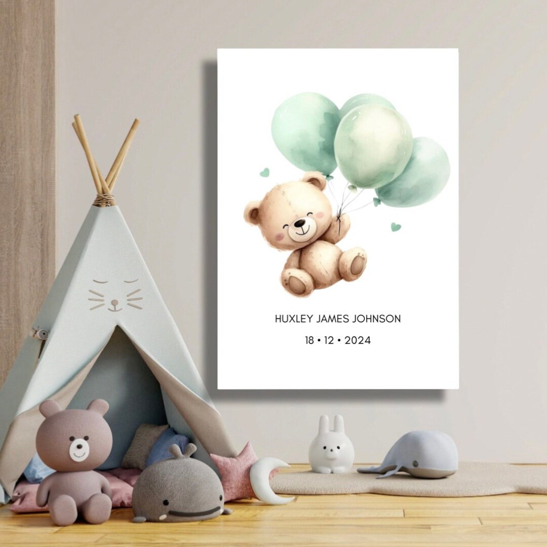 Editable Digital Download Newborn Baby New Baby Stats Nursery ...