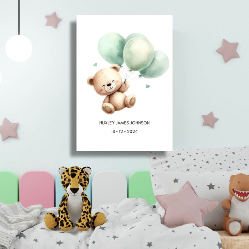 Editable Digital Download Newborn Baby New Baby Stats Nursery ...
