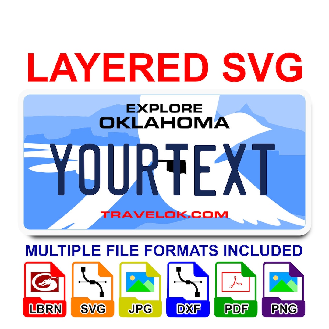 Oklahoma OK License Plate Digital File Layered SVG - Lightburn Cricut ...