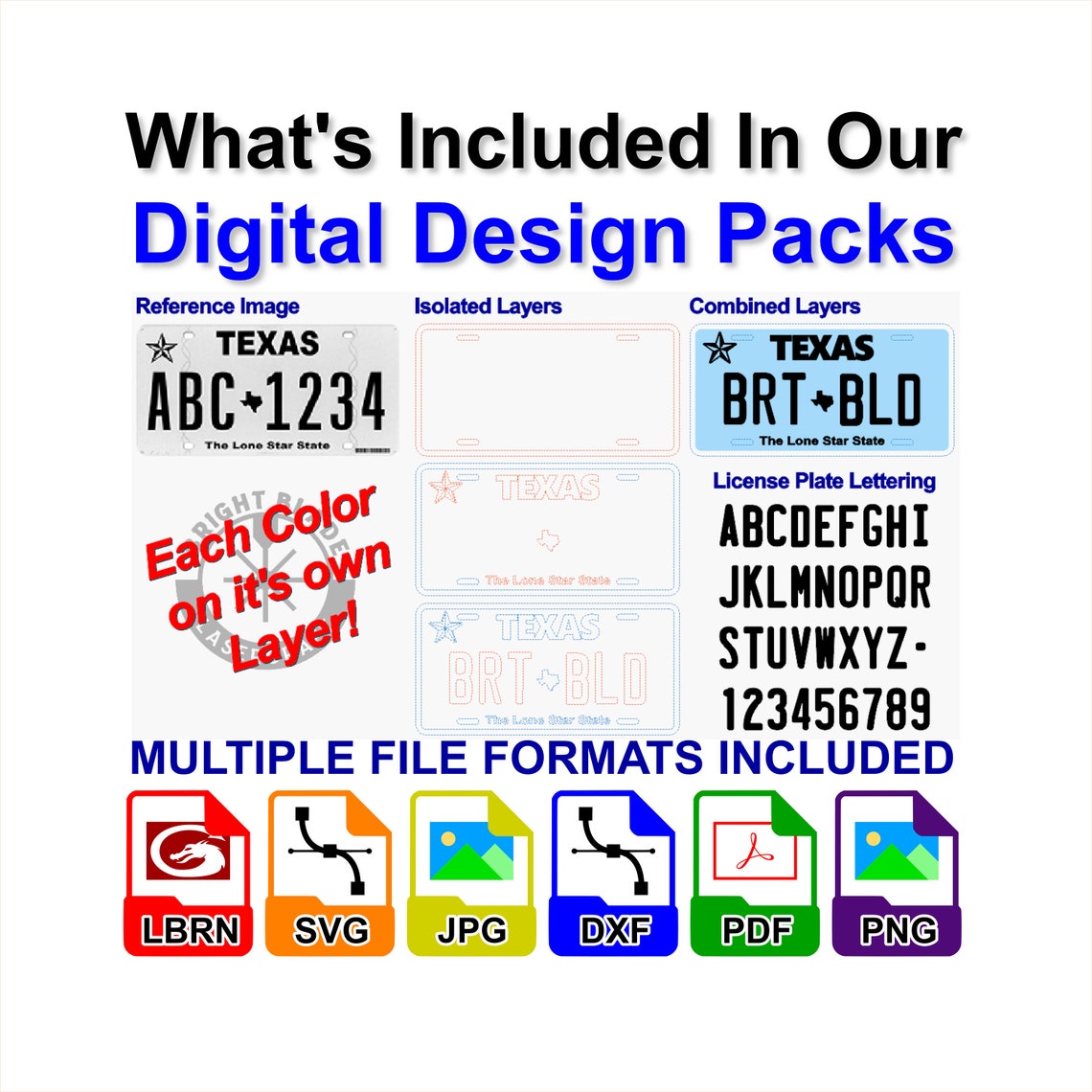 Texas TX State License Plate Layered SVG Digital File - Lightburn ...