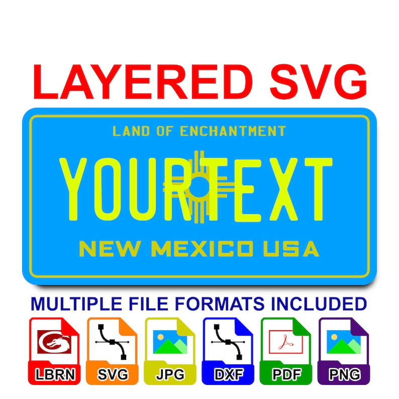 New Mexico License Plate SVG: Layered Laser Cut File (digital Download ...
