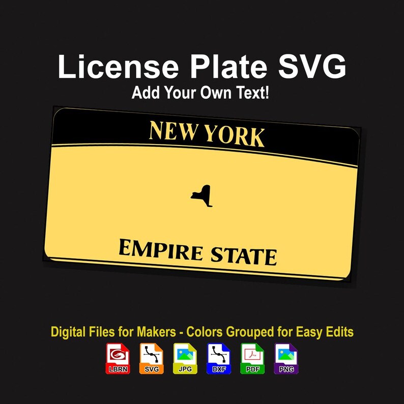 New York License Plate SVG – Layered Cut File, Font Included (digital ...