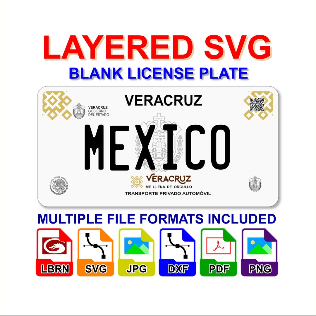 Veracruz Mexico License Plate SVG - Layered Cut File for Cricut ...