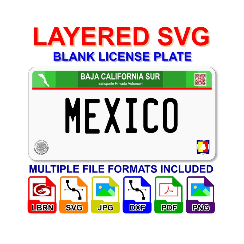 Baja California Sur Mexico License Plate Digital File Layered SVG ...