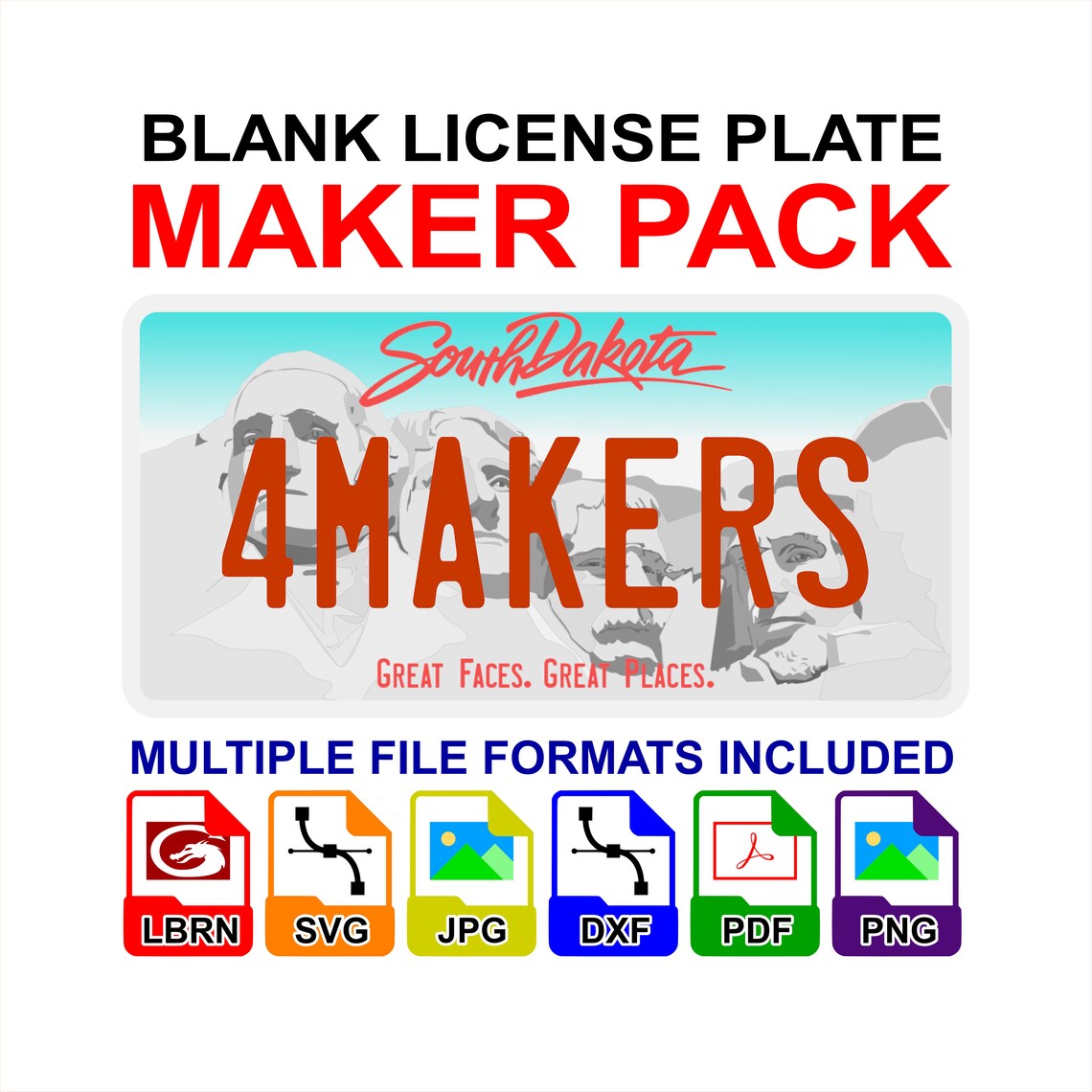 South Dakota SD License Plate Digital File Layered SVG - Lightburn ...