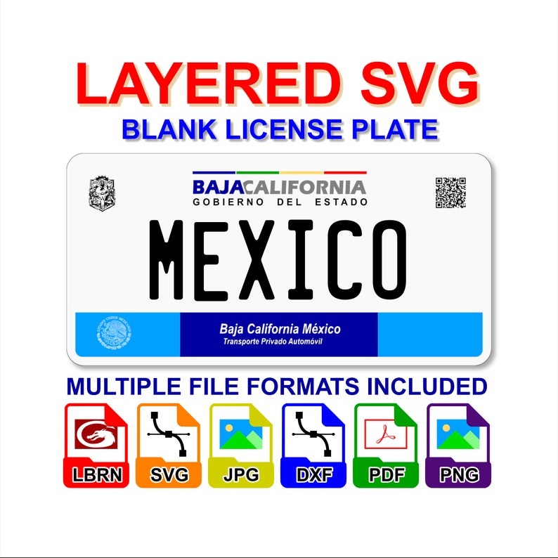 Baja California Mexico License Plate SVG - Layered Cut File for Cricut ...