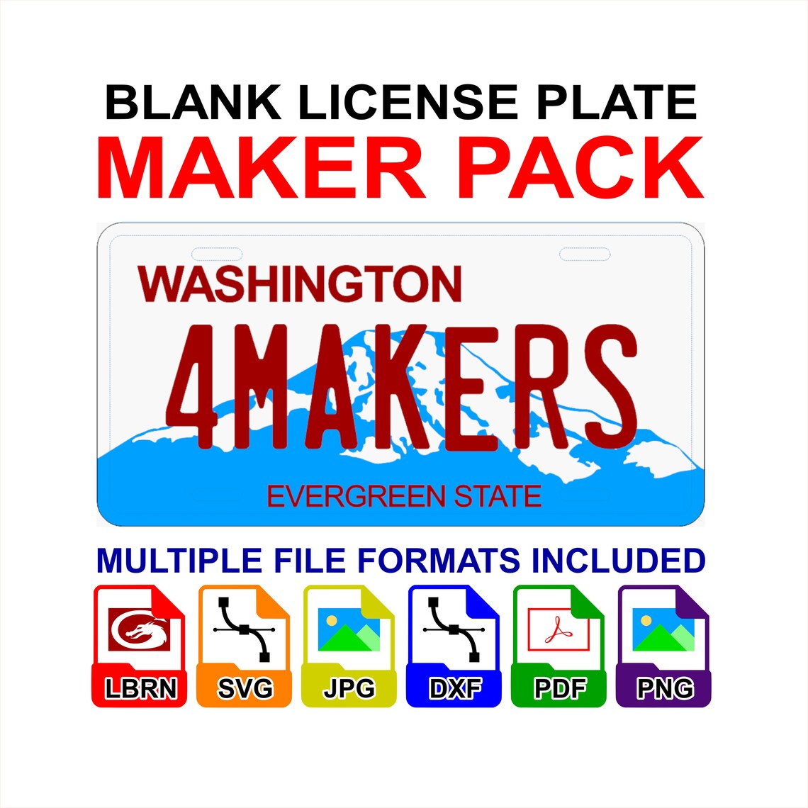Washington License Plate SVG - Layered Cut File for Cricut Glowforge ...