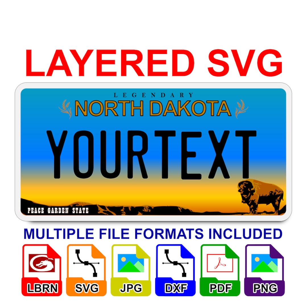 North Dakota ND State License Plate Layered SVG Digital File ...
