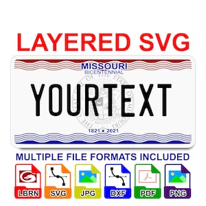Missouri License Plate SVG - Layered Cut File for Cricut Glowforge ...