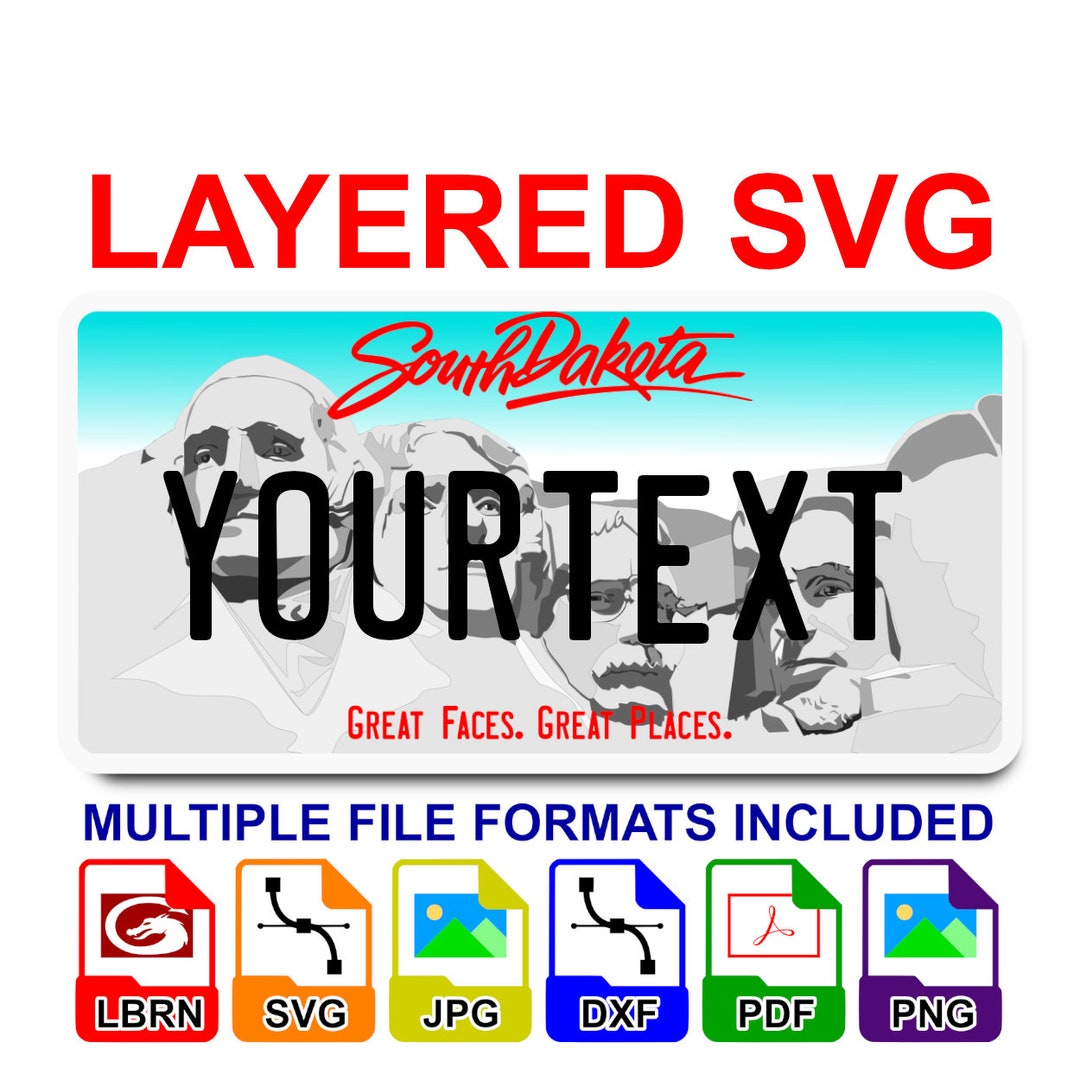 South Dakota SD License Plate Digital File Layered SVG - Lightburn ...