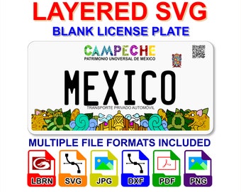Colima Mexico License Plate Digital File Layered SVG Cricut Glowforge ...