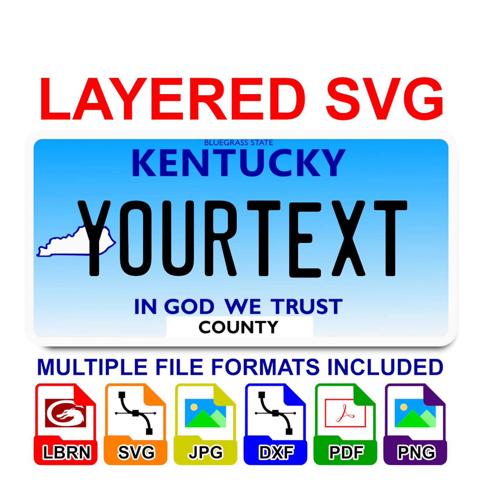 Kentucky KY License Plate Digital File Layered SVG - Lightburn Cricut ...