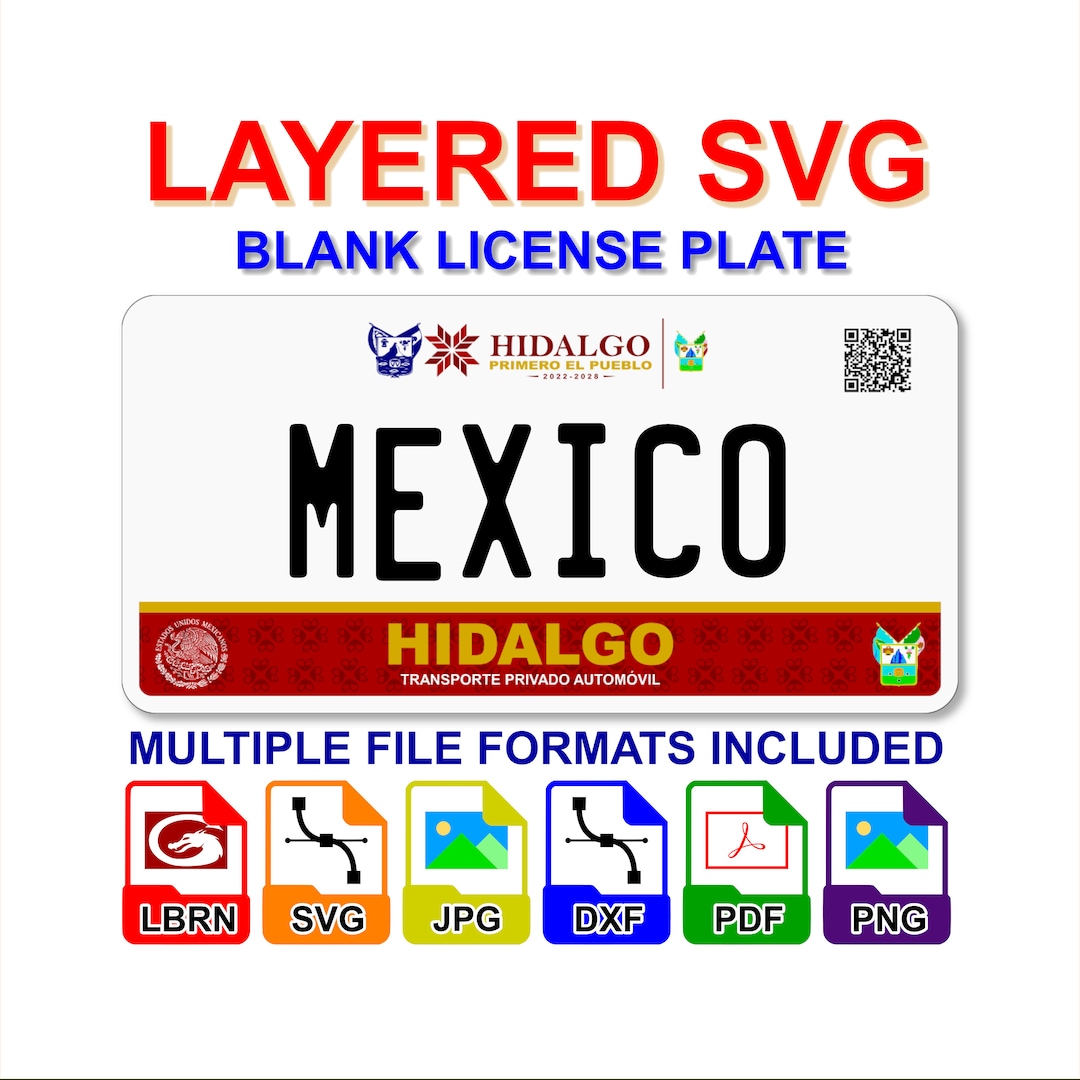 Hidalgo Mexico License Plate SVG - Layered Cut File for Cricut ...