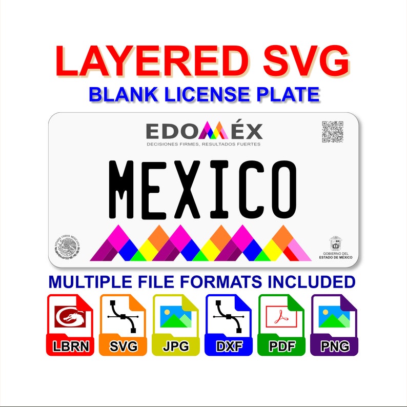 Estado De Mexico License Plate Digital File Layered SVG - Lightburn ...