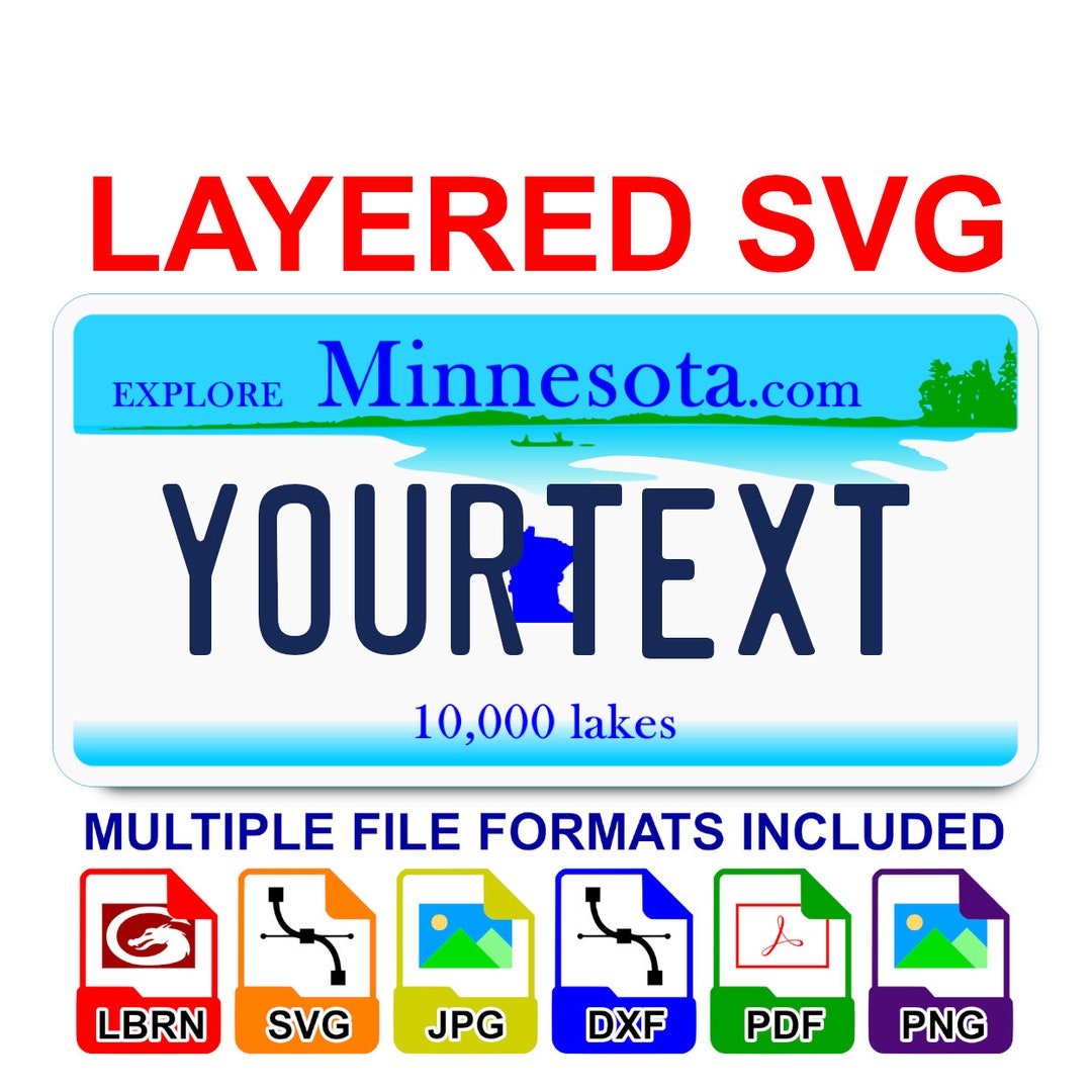 Minnesota MN State License Plate Layered SVG Digital File - Lightburn ...