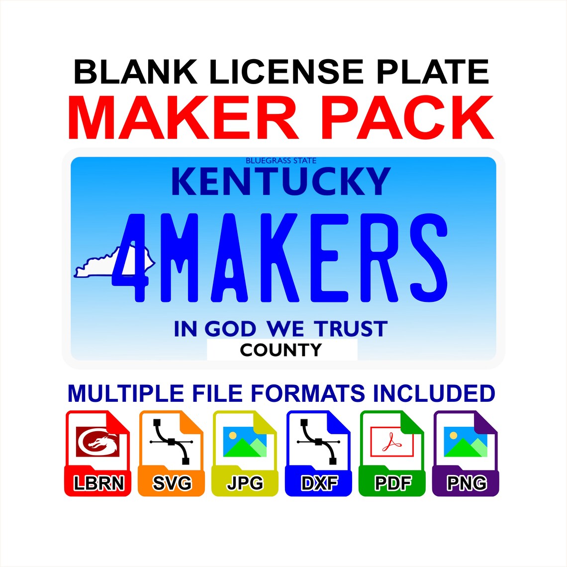 Kentucky KY License Plate Digital File Layered SVG - Lightburn Cricut ...