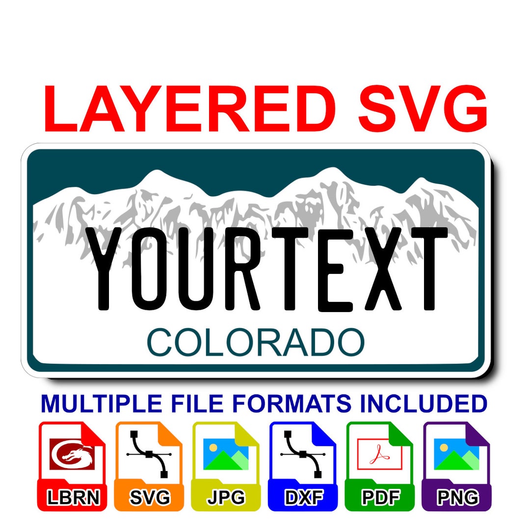 Colorado CO State License Plate Layered SVG Digital File - Lightburn ...