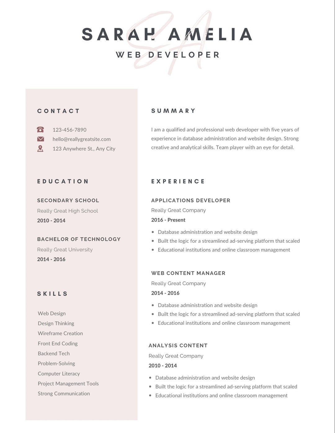 A&D Enterprise - Resume Editable Template - Etsy