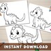 Coloring Pages for Kids, 15 Pages Cute Dinosaurs Digital Coloring Book ...