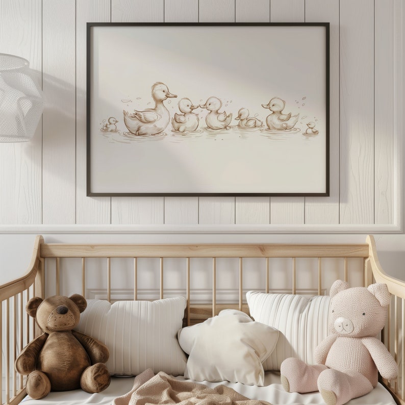 Vintage Nursery Wall Art, Cute Duck Family, Printable Artwork ...