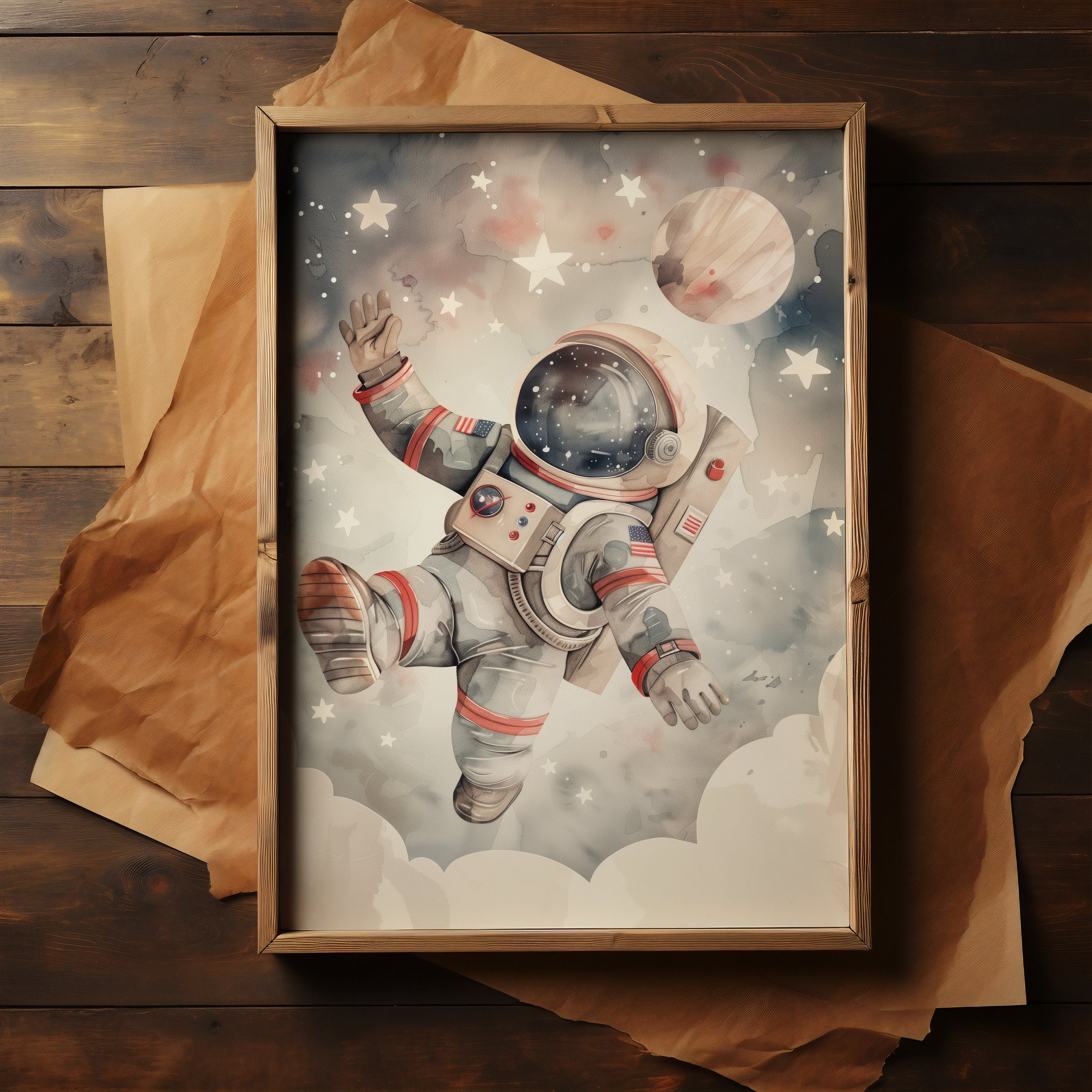 Nursery Wall Art, Outer Space Prints Set of 2, Rocket Ship and ...