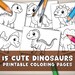 Coloring Pages for Kids, 15 Pages Cute Dinosaurs Digital Coloring Book ...