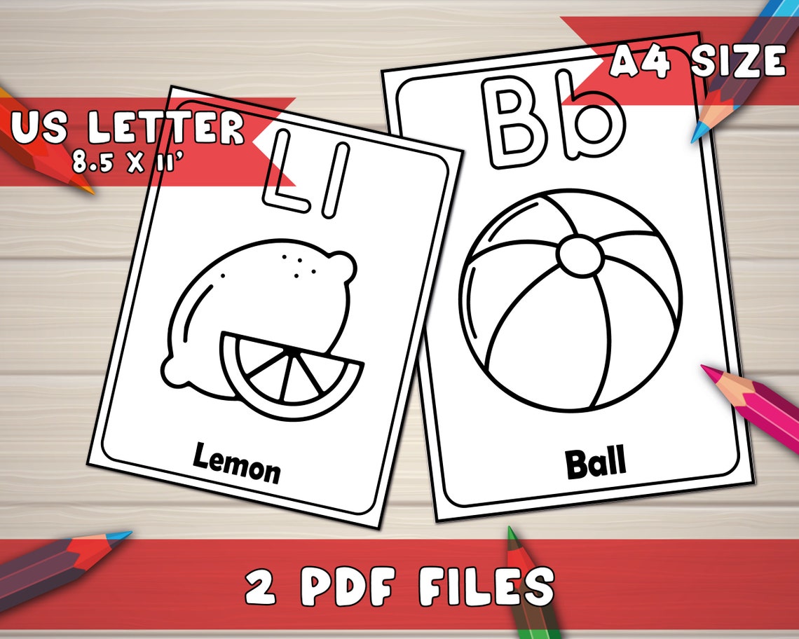 Alphabet Worksheet Coloring Pages for Kids, ABC Digital Coloring Book ...