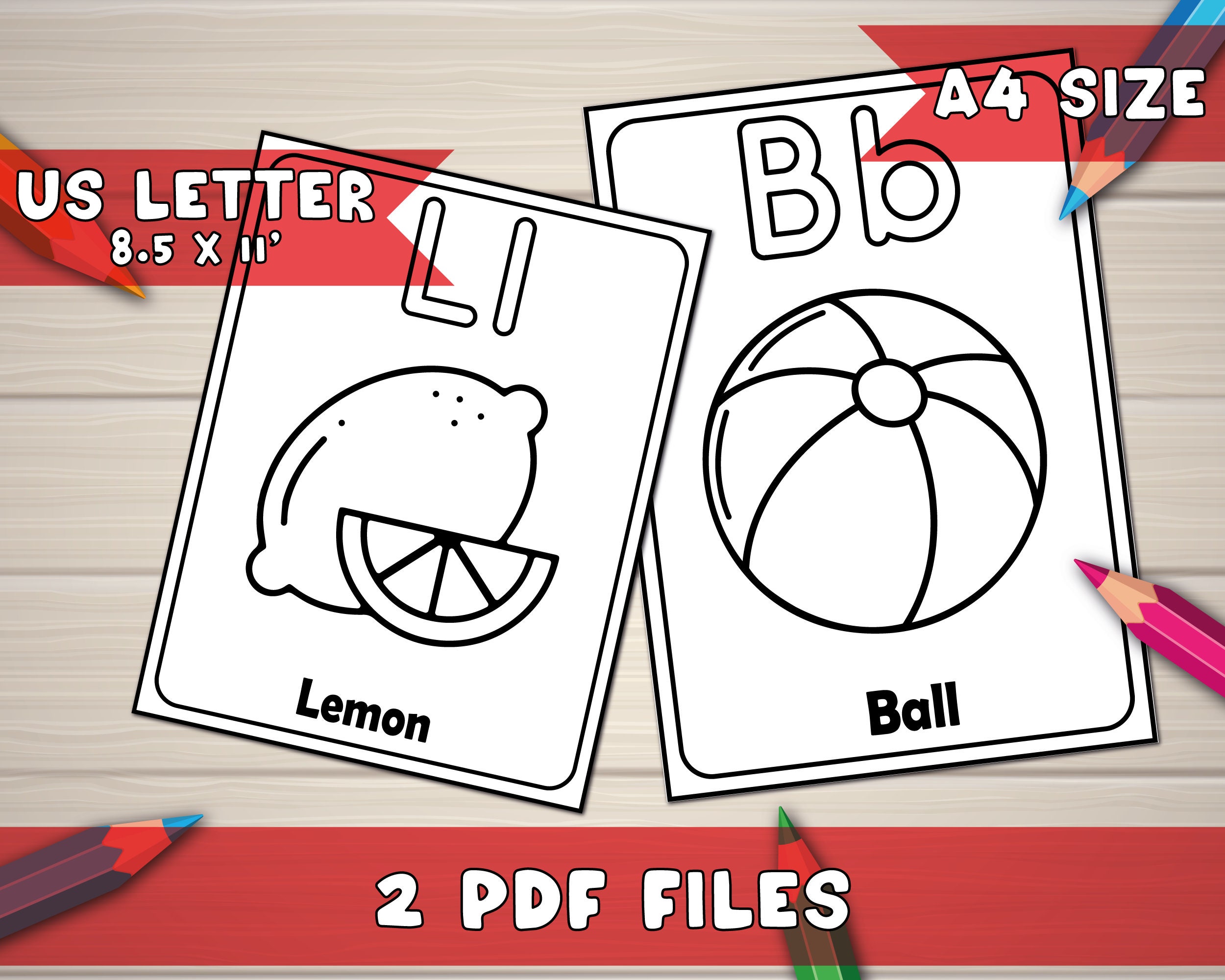 Alphabet Worksheet Coloring Pages for Kids, ABC Digital Coloring Book ...